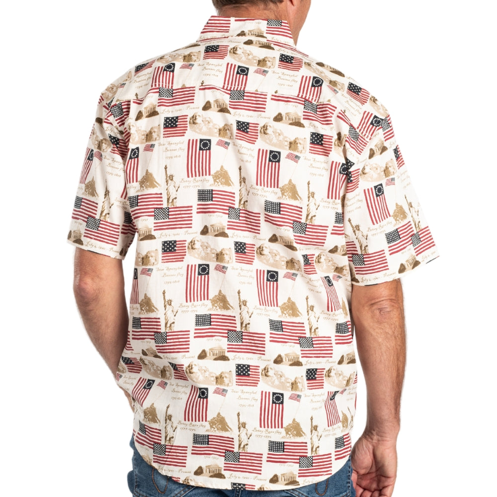 Men's 100% Cotton Liberty Flag Button Down Shirt